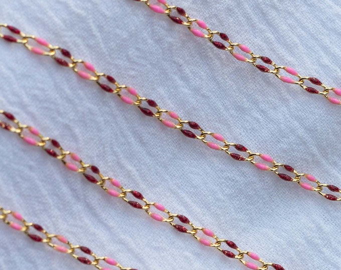 Red and Pink Enamel With Glitter Chain, Multi Color Chain, Jewelry Bulk ...