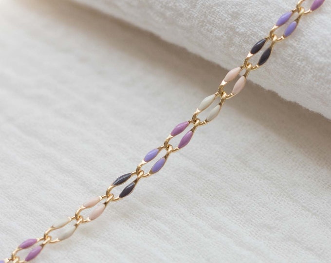 Pink Multi Color Enamel Chain, Multi Color Chain, Permanent Jewelry ...