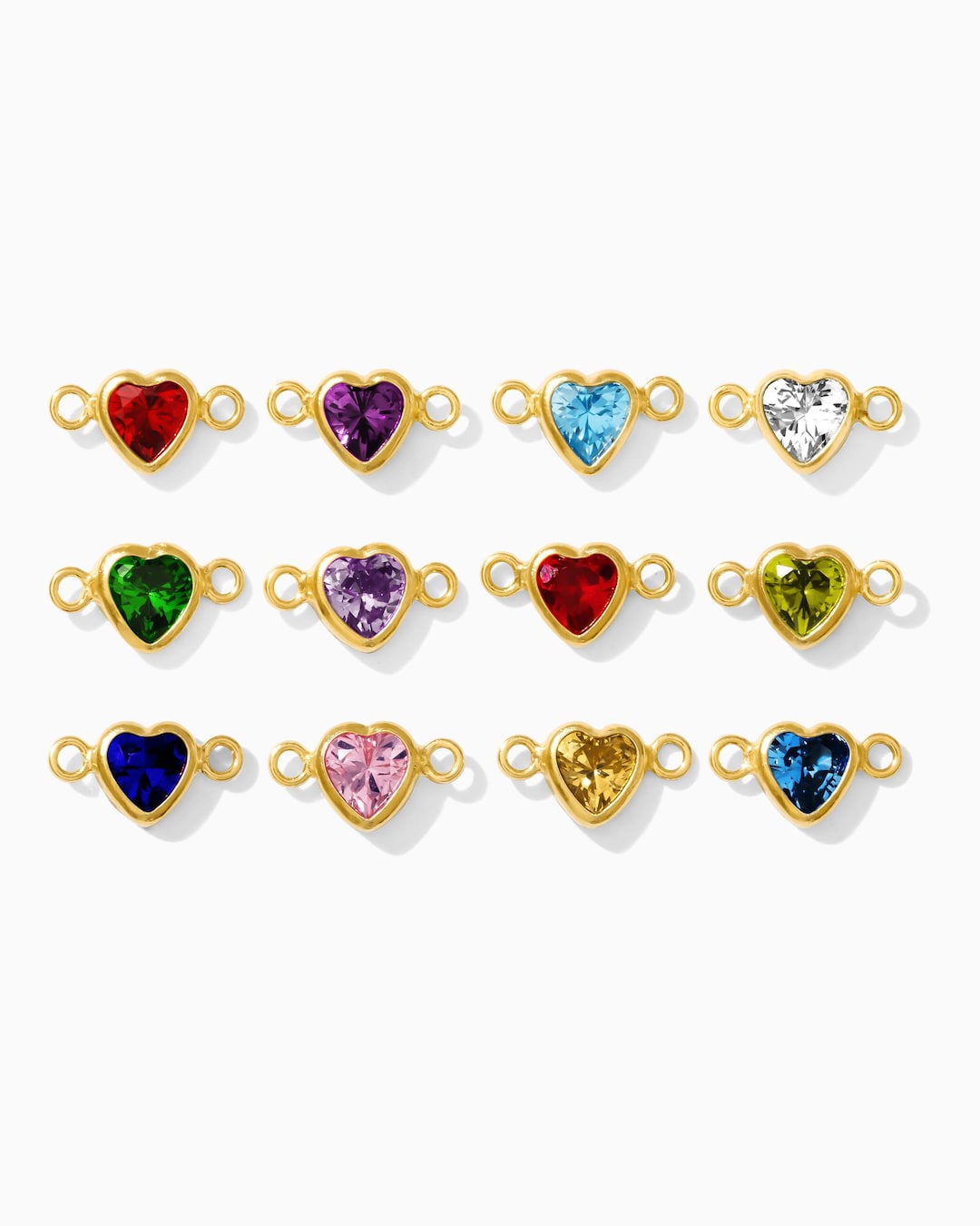 4mm Horizontal Heart Shape Bezel Birthstone Connector, 14k Gold Filled ...
