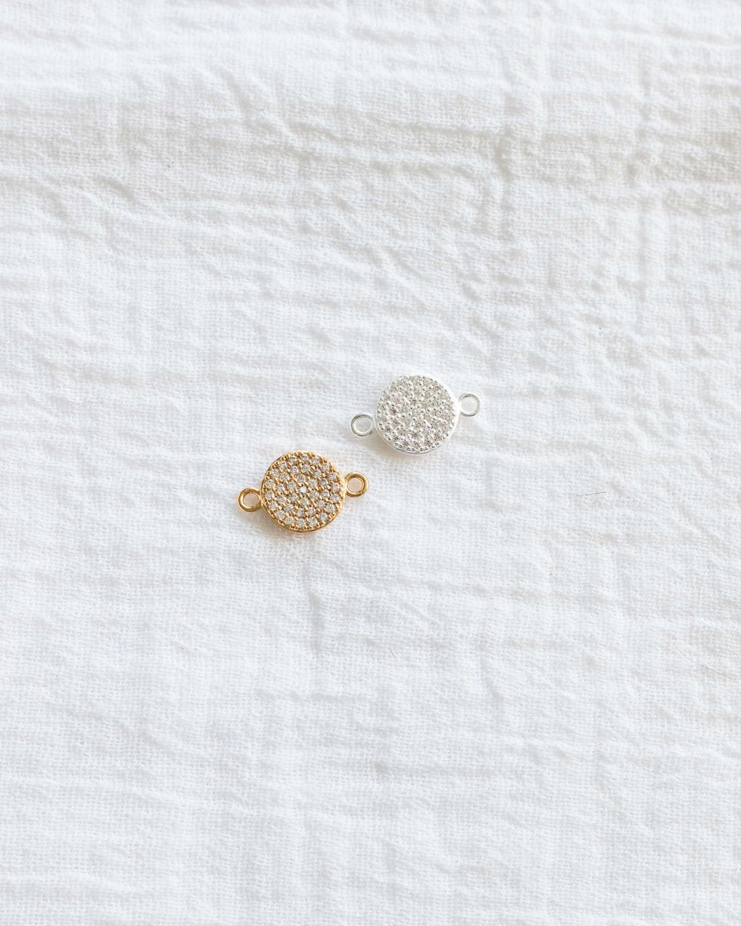 CZ Pave Connector Charm, Sterling Silver, 18k Gold Plated, Cubic ...