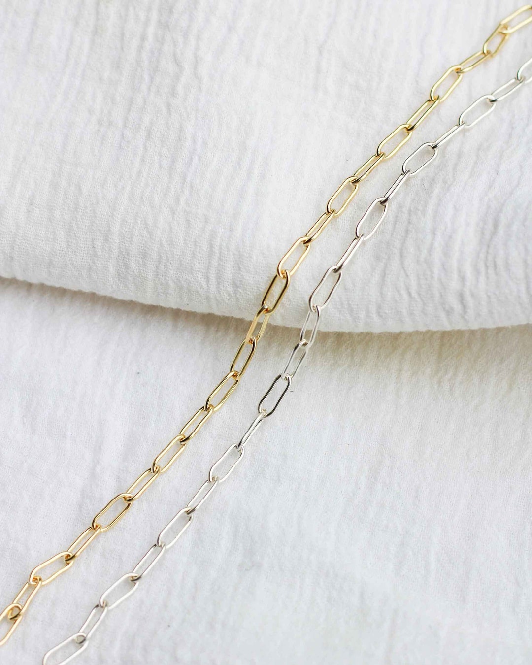 3.8mm Paperclip Chain, Gold Filled, Sterling Silver, Unfinished Chain ...