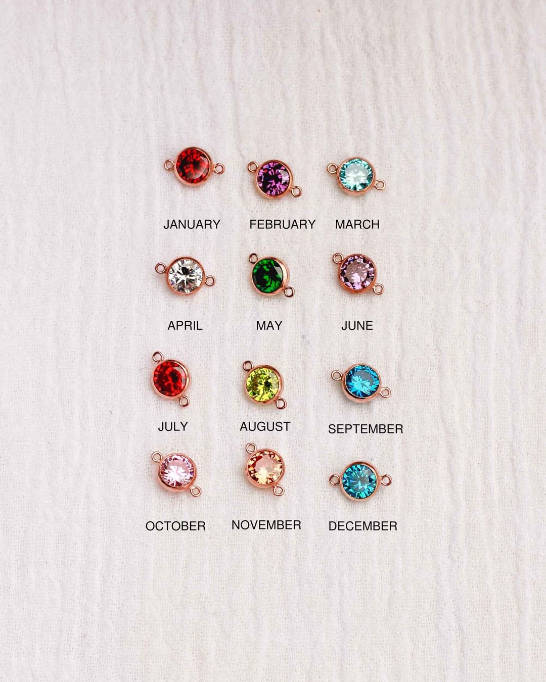 6mm Rose Gold Filled Birthstone Connector, Wholesale Birthstone ...