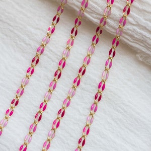 Pink Multi Color Enamel Chain, Multi Color Chain, Permanent Jewelry ...