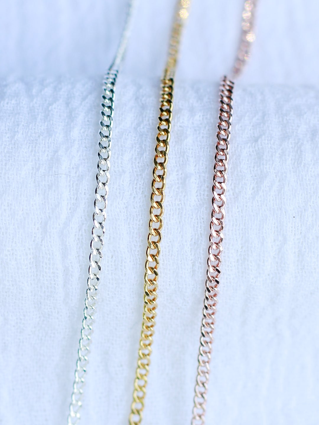 2mm Curb Chain, Gold Filled, Sterling Silver, Rose Gold Filled ...