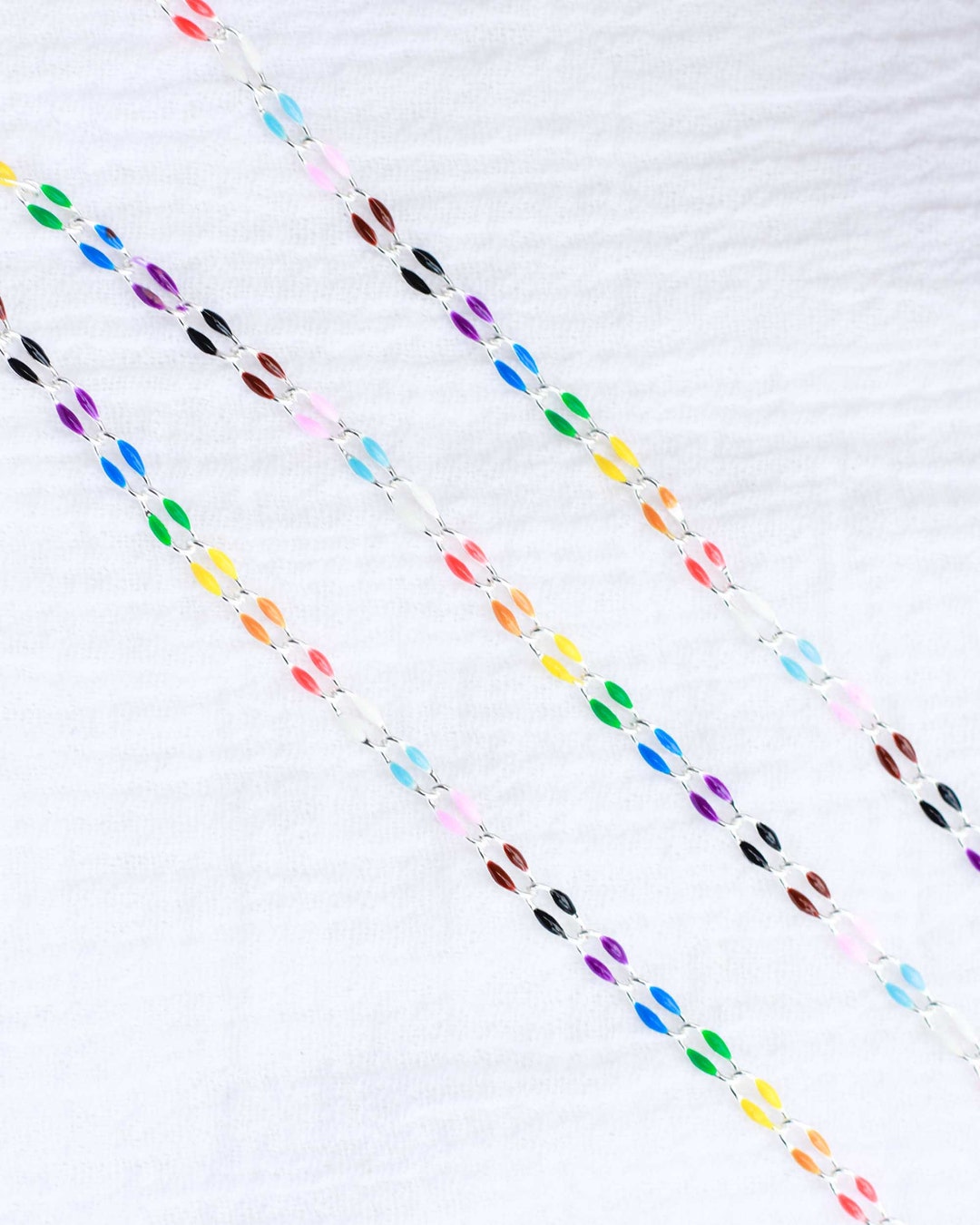 Rainbow Enamel Chain, Silver Plated, Multi Color Chain, Permanent ...