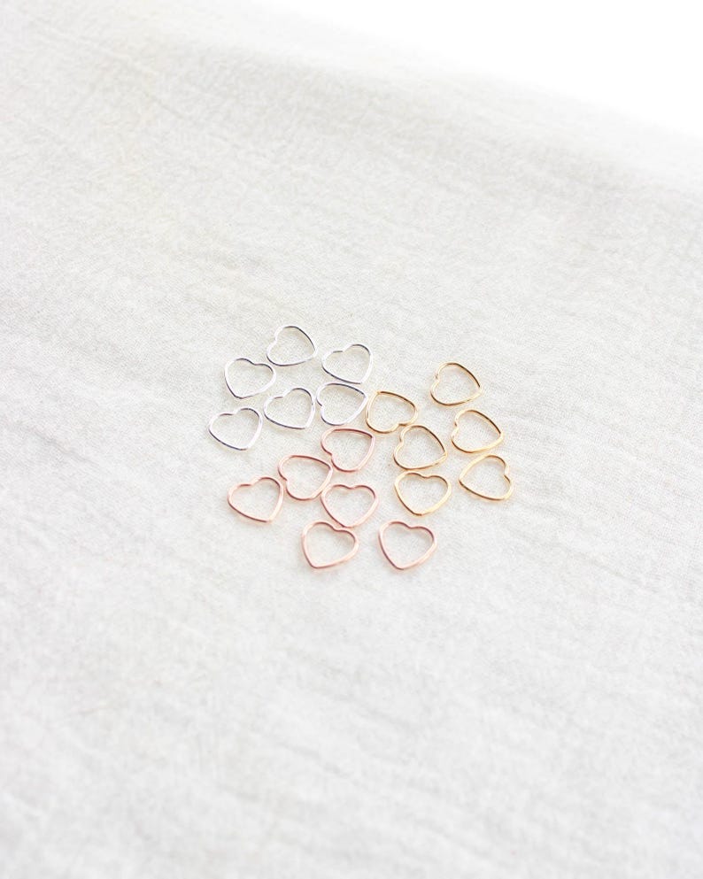 10mm Heart Connector, 14k Gold Filled, Sterling Silver, 14k Rose Gold ...