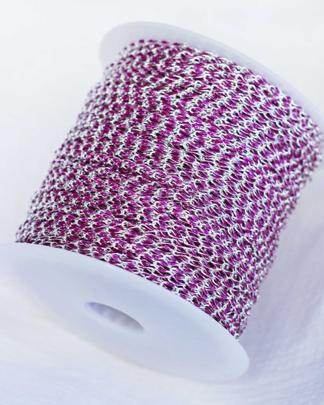 Dark Purple Silver Plated Enamel Chain, Colored Chain, Footage Chain ...