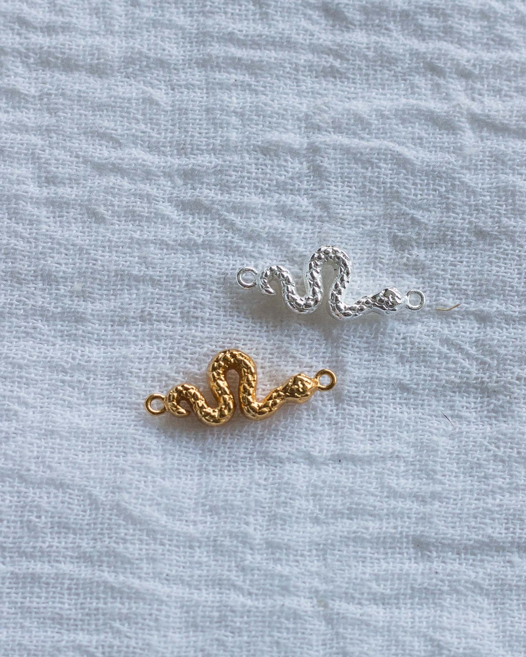 Snake Connector Charm, Sterling Silver, 18k Gold Plated, Bulk Connector ...