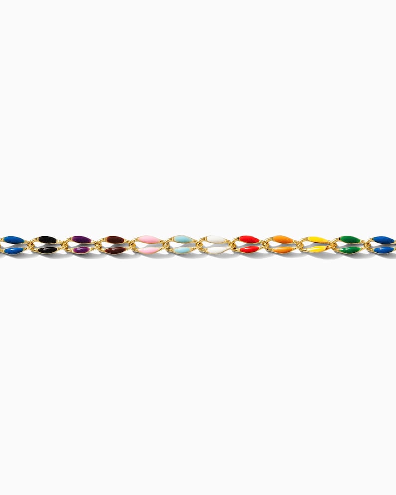 Rainbow Enamel Chain, Multi Color Chain, Permanent Jewelry Bulk Enamel ...