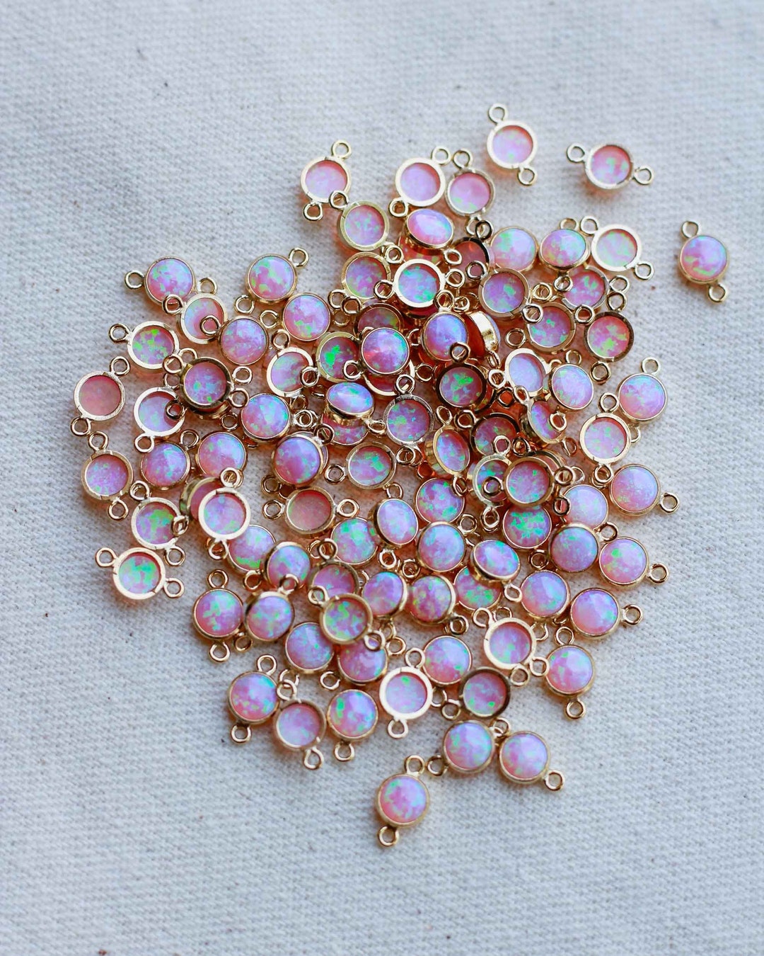 4mm Pink Opal Connector Synthetic, Sterling Silver, Gold Filled, Rose ...