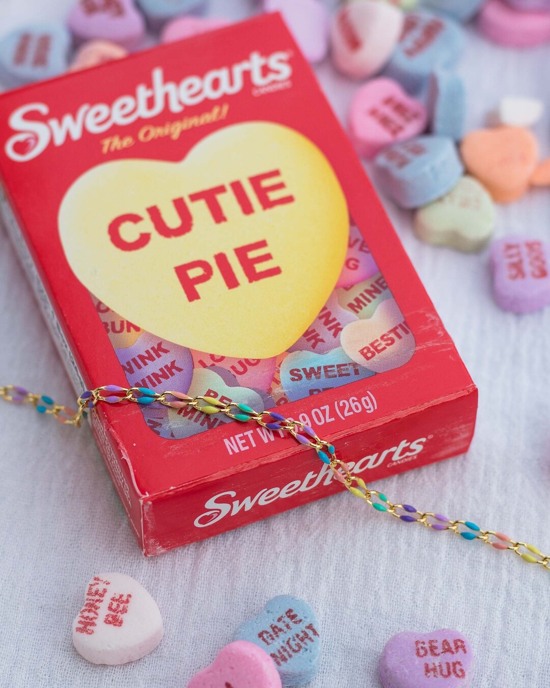 Sweethearts Valentine's Day Enamel Chain, Gold Plated, Multi Color ...