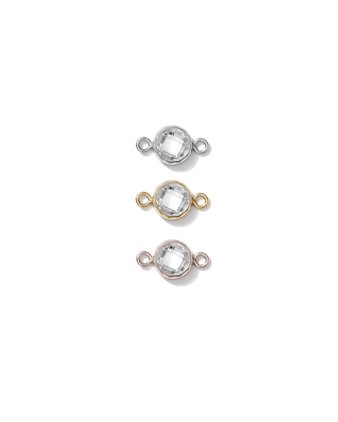 4mm Double Sided Checkerboard Connector, Rose Gold Filled, 4mm Clear ...