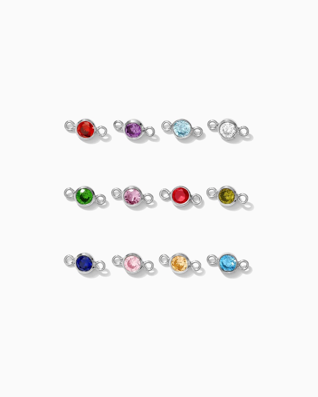 3mm Birthstone Connector, Sterling Silver, Wholesale Birthstone ...