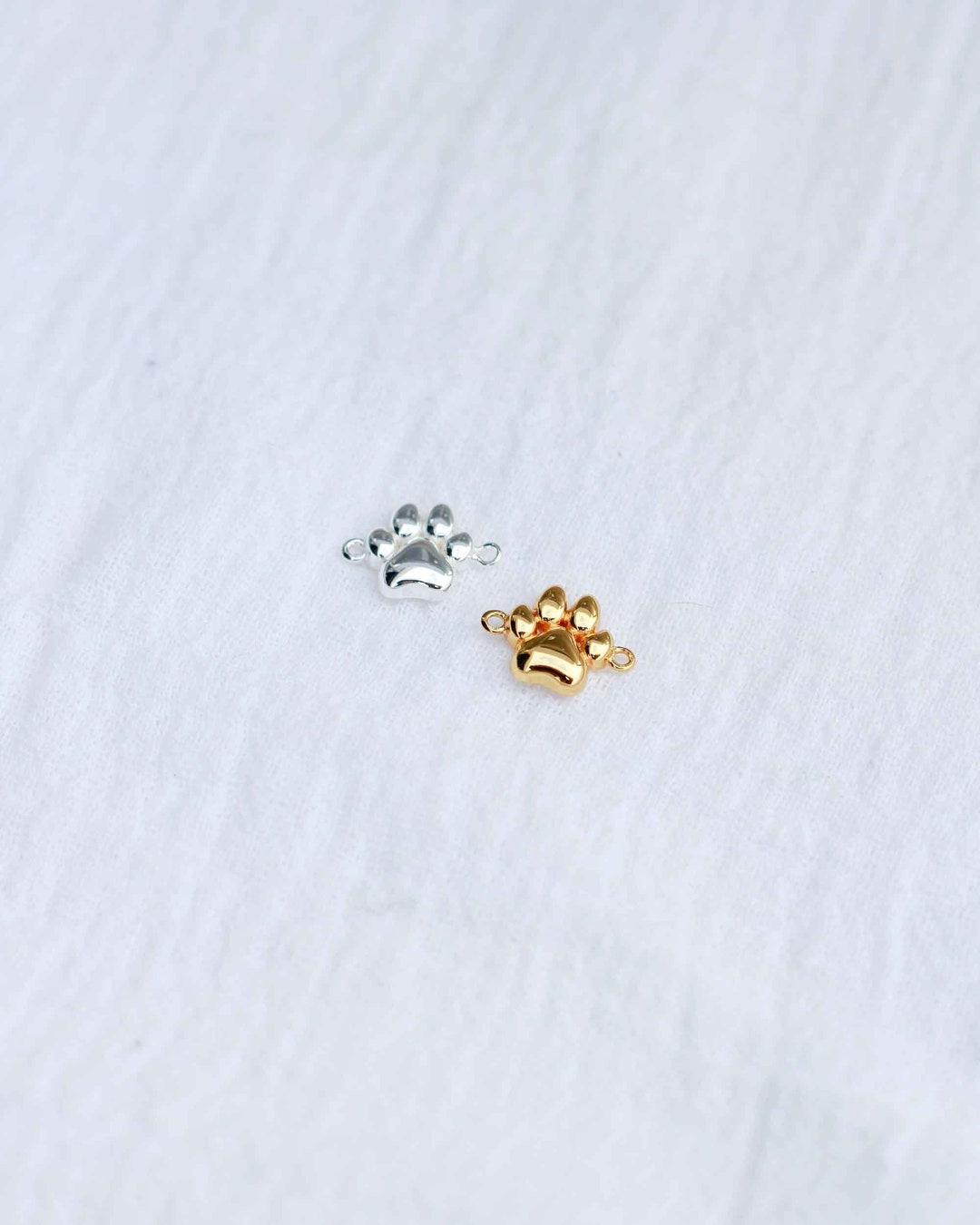 Paw Print Connector, Sterling Silver, Gold Plated, Paw Print Bracelet ...