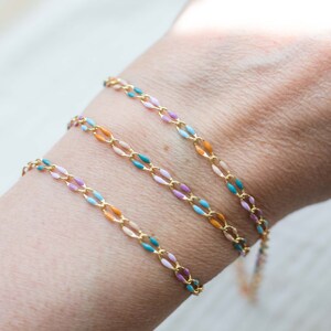 Enamel Chain, Multi Color Chain, Permanent Jewelry Bulk Enamel Chain ...