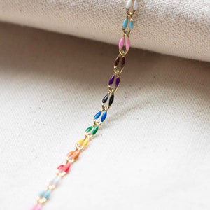 Rainbow Enamel Chain, Multi Color Chain, Permanent Jewelry Bulk Enamel ...
