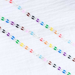 Rainbow Enamel Chain, Silver Plated, Multi Color Chain, Permanent ...