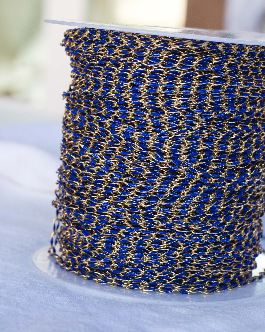 Blue Enamel Chain, Blue Colored Chain, Footage Chain, Unfinished Chain ...