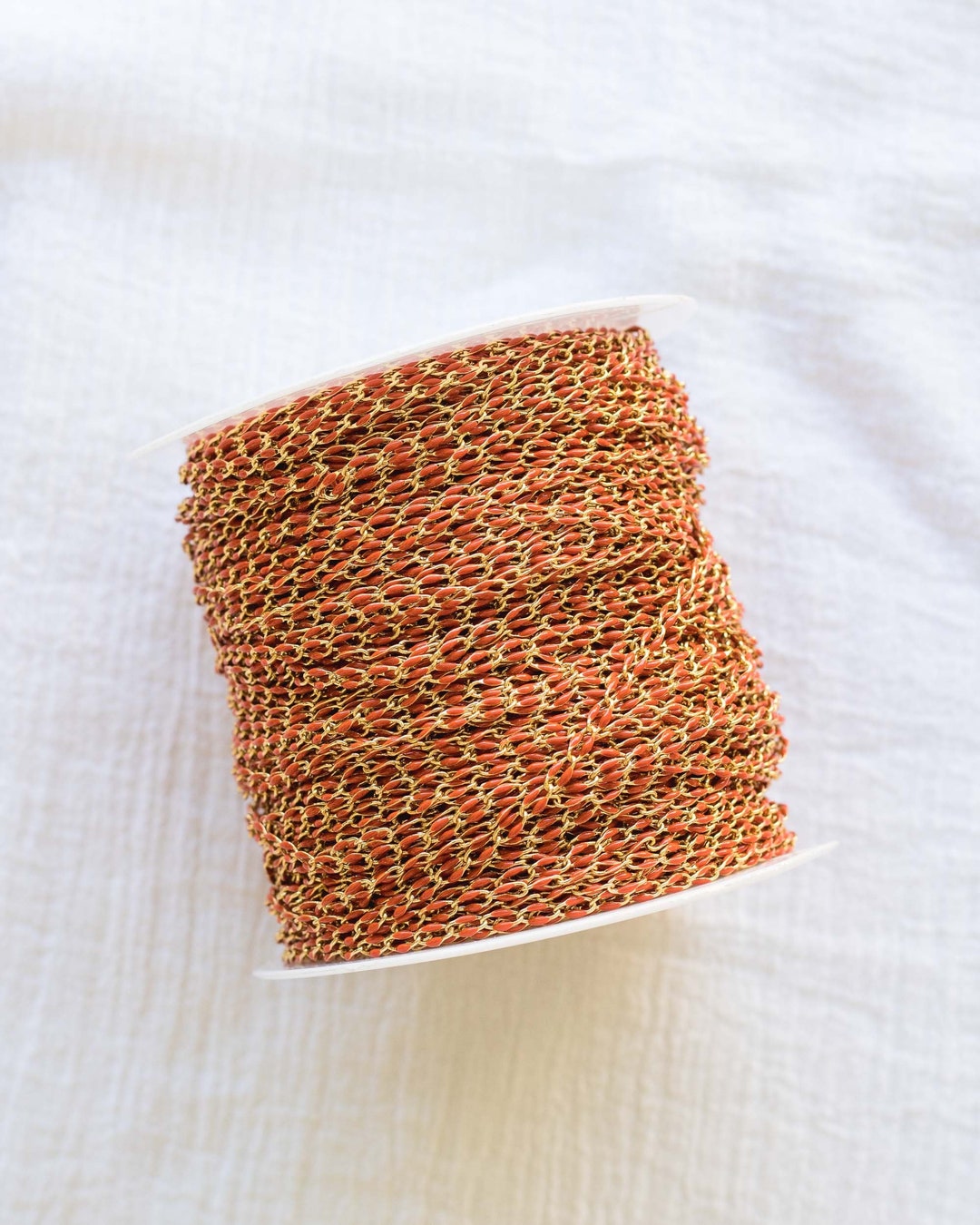 Burnt Orange Enamel Chain, Colored Chain, Footage Chain, Unfinished ...