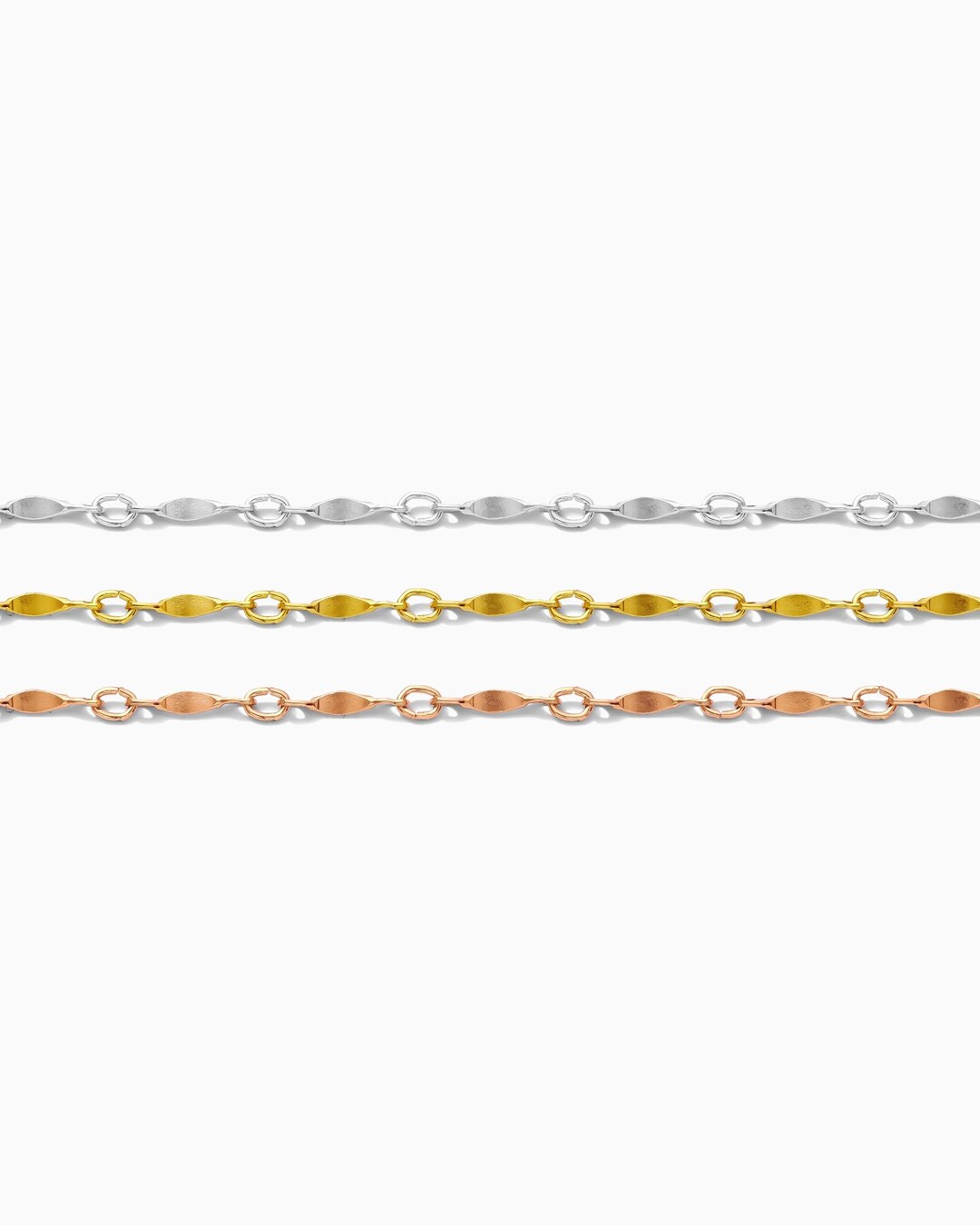1.3mm Dapped Bar Chain, 14k Gold Filled, Sterling Silver, 14k Rose Gold ...