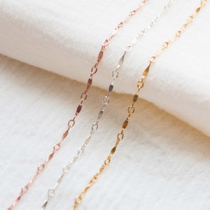 1.3mm Dapped Bar Chain, 14k Gold Filled, Sterling Silver, 14k Rose Gold ...