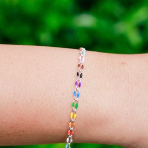 Rainbow Enamel Chain, Silver Plated, Multi Color Chain, Permanent ...
