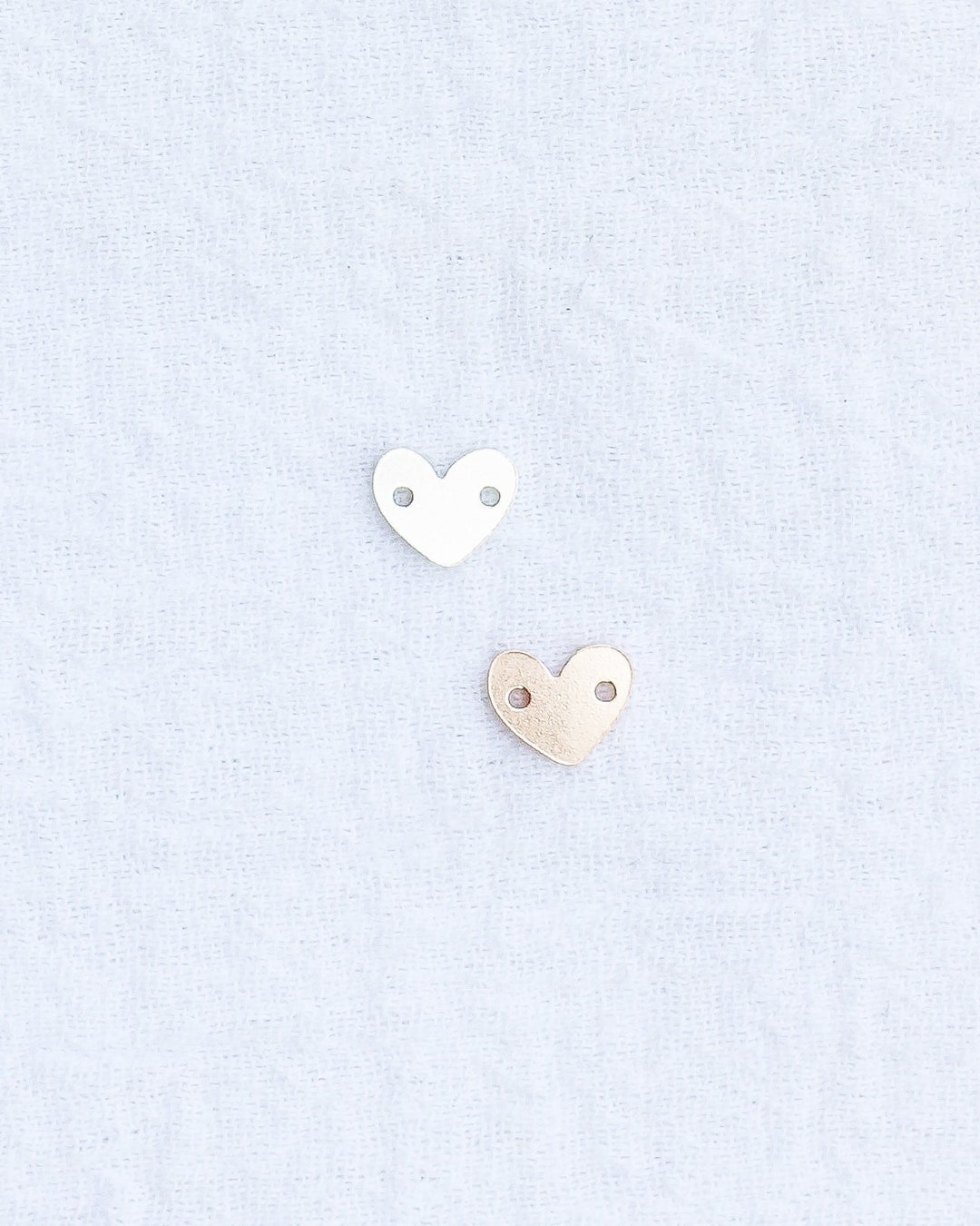 6x7mm Heart Gold Filled Connector, Asymmetrical Silver Heart Connectors ...