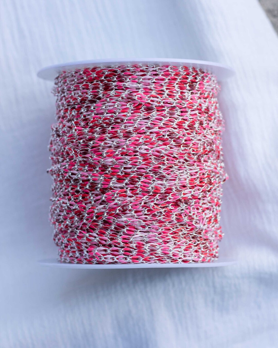 Reds Ombre Colored Enamel Chain, Valentine's Day Chain, Silver Plated ...