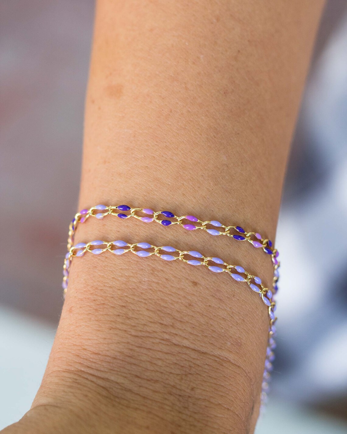 Lavender Enamel Chain, Purple Colored Chain, Footage Chain, Unfinished ...