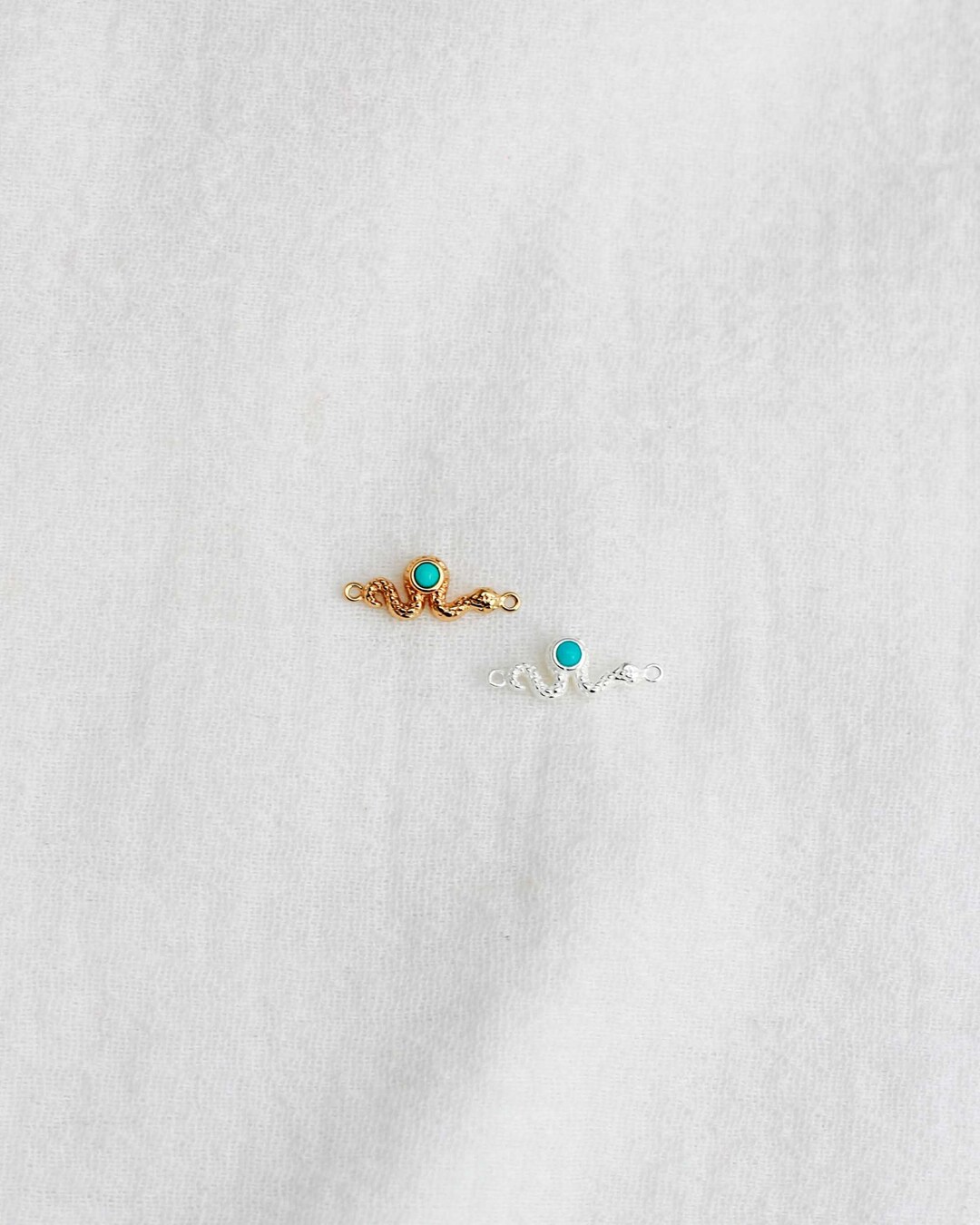 Snake Genuine Turquoise Connector Charm, Sterling Silver, Gold Plated ...