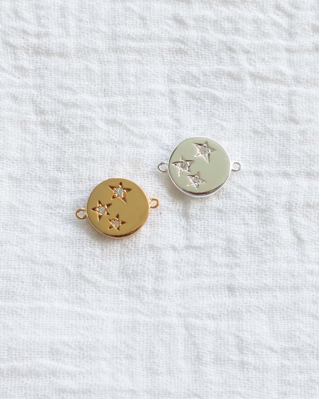 Triple Star Connector, Cubic Zirconia Star Connector, Sterling Silver ...