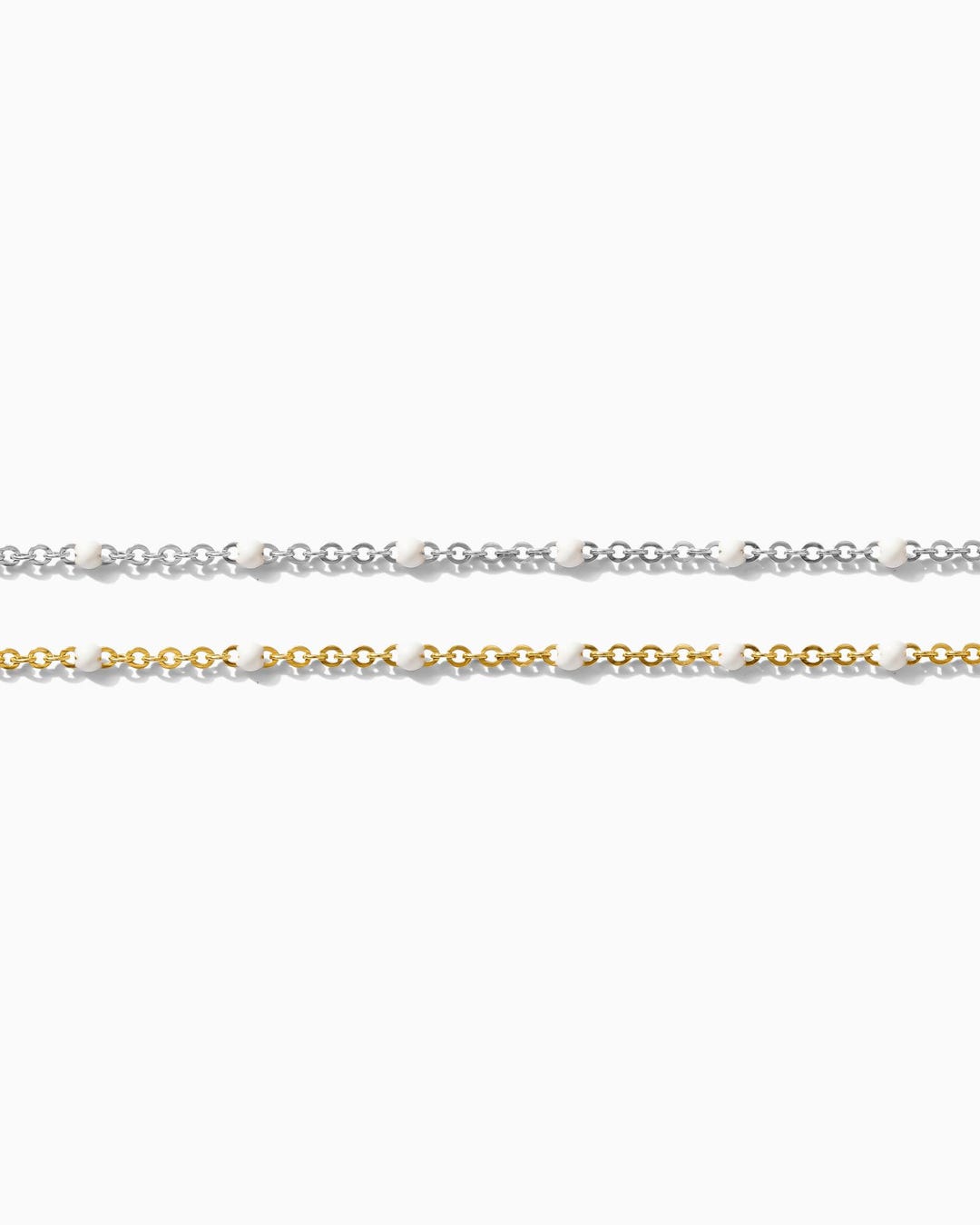 1.7mm Flat Cable Chain With White Enamel Dots, 14k Gold Filled ...
