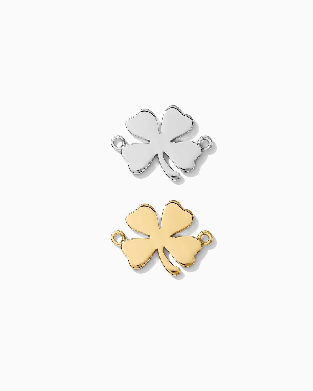 4 Leaf Clover Connector Charm, Sterling Silver, Gold Plated, St ...