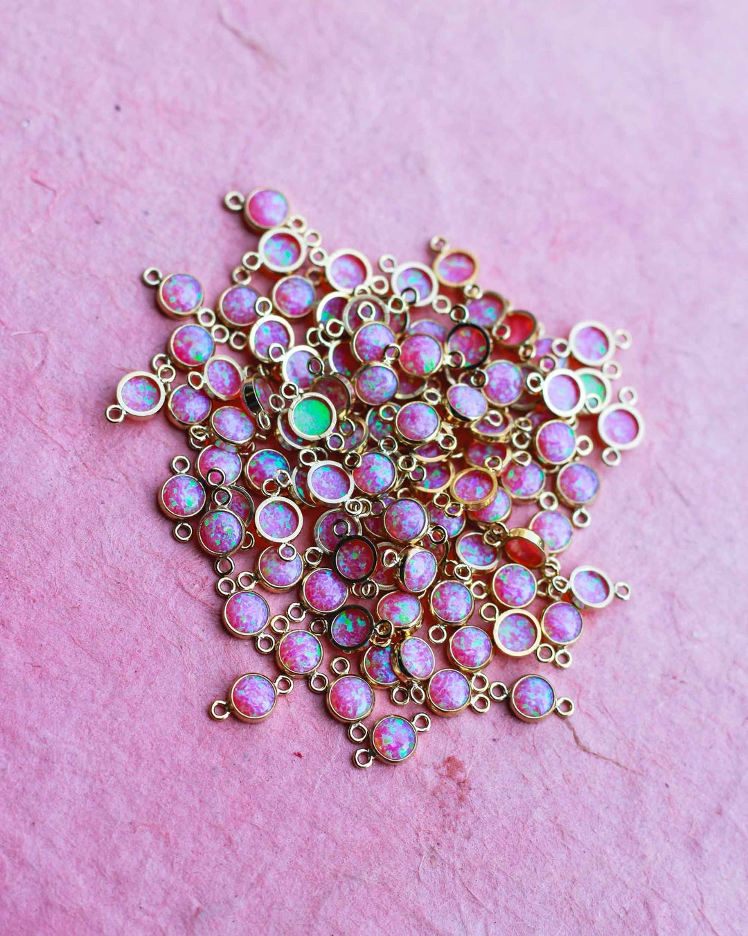 4mm Gold Filled Peach Opal Connector Synthetic, Sterling Silver, Rose ...