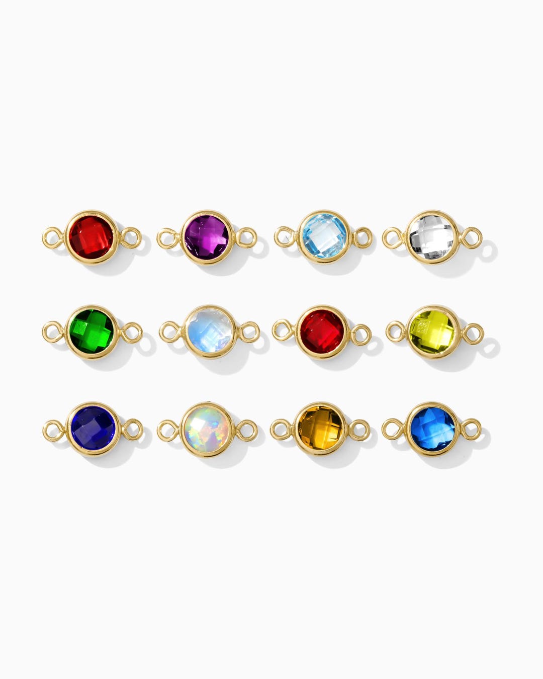 4mm GENUINE Stones Birthstone Connector, 14k Gold Filled, Sterling ...