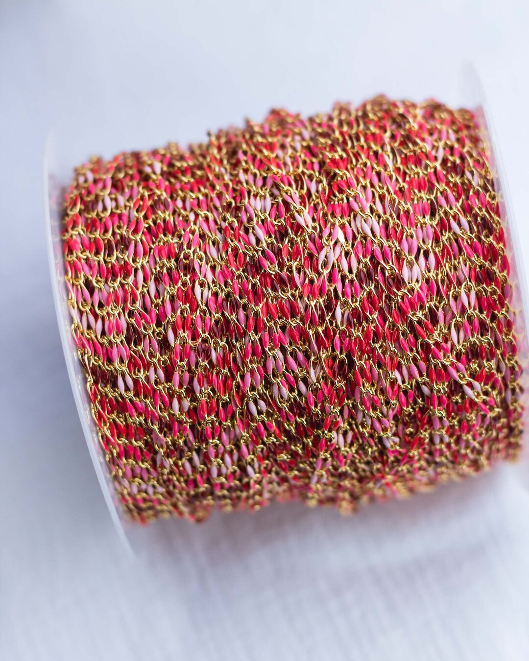 Reds Ombre Colored Enamel Chain, Valentine's Day Chain, Gold Plated ...