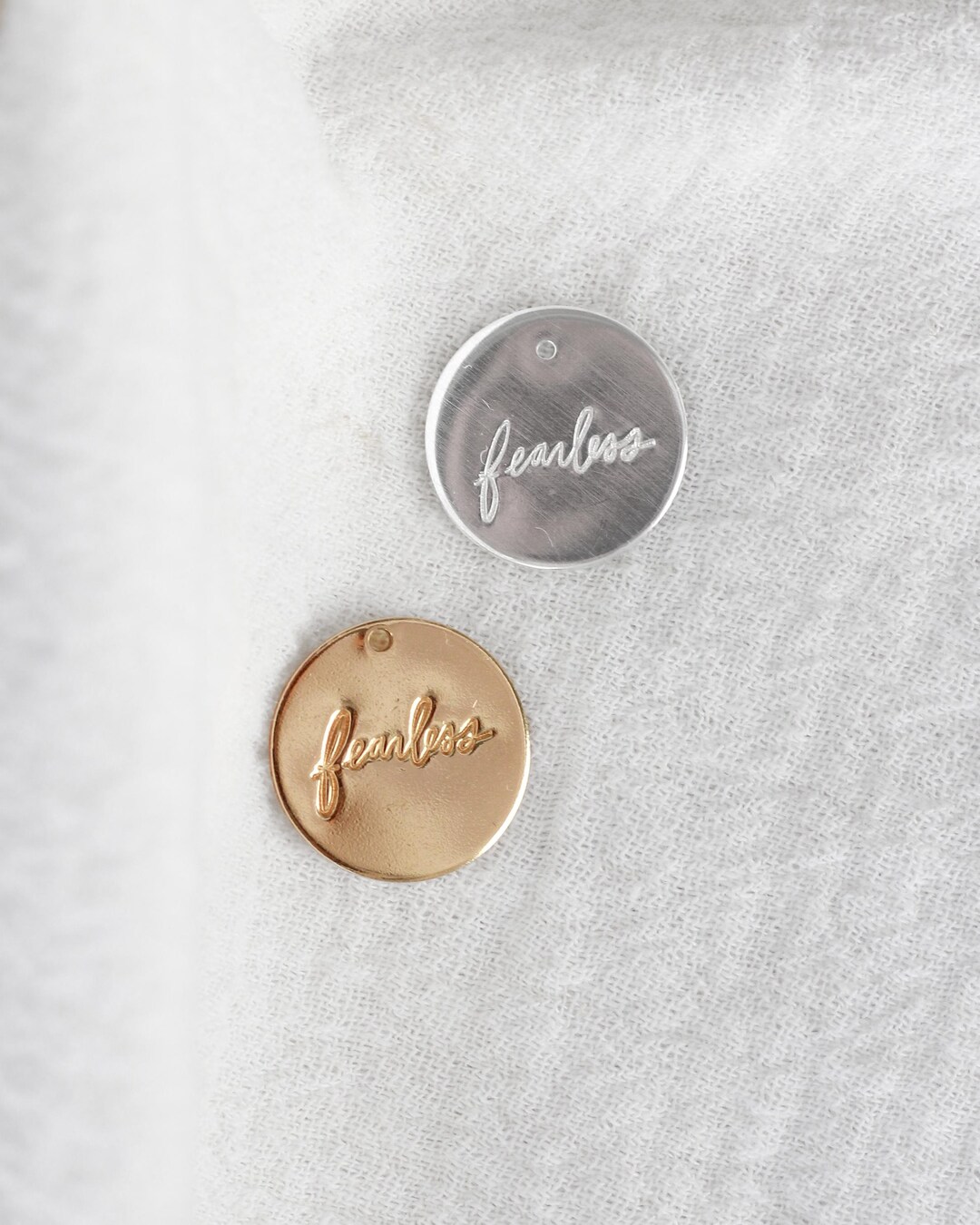 15.9mm Fearless Cursive Charm, 14K Gold Filled, Sterling Silver ...
