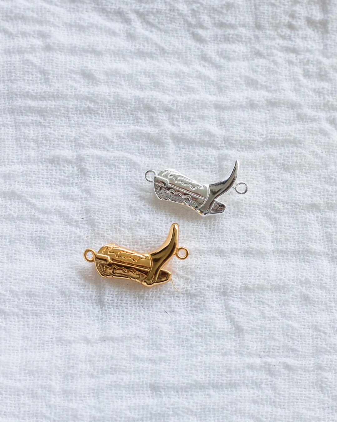 Cowgirl Boot Connector Charm, Sterling Silver, 18k Gold Plated ...