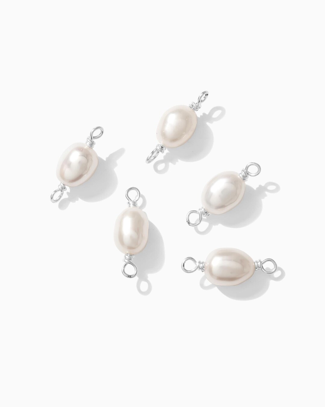 5 Pack Freshwater Pearl Connector Charm, Sterling Silver, Pearl ...