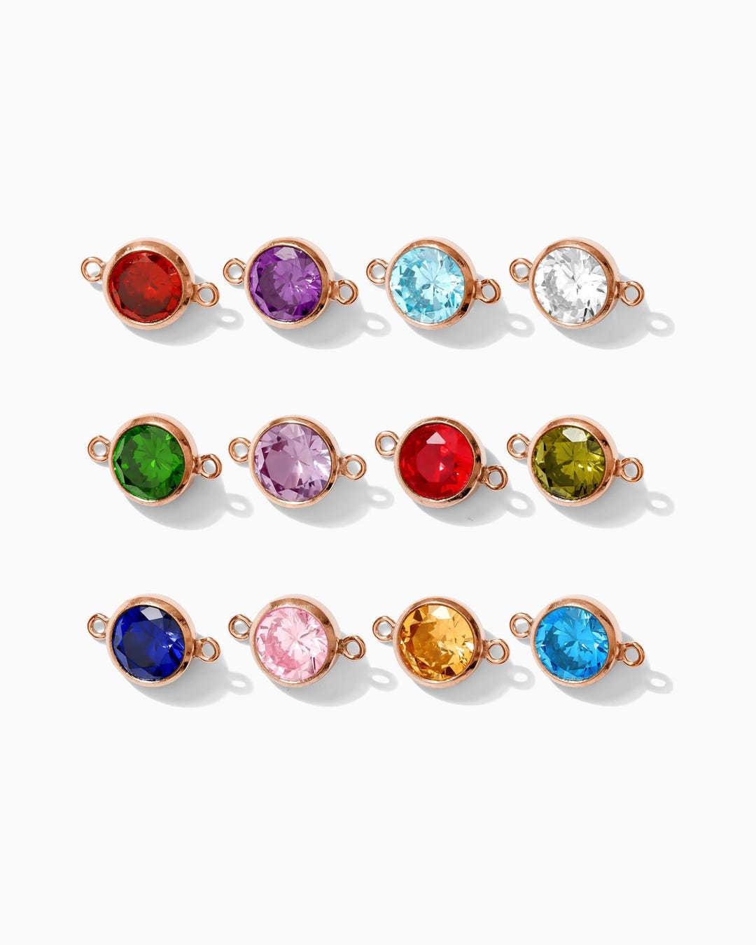 6mm Rose Gold Filled Birthstone Connector, Wholesale Birthstone ...