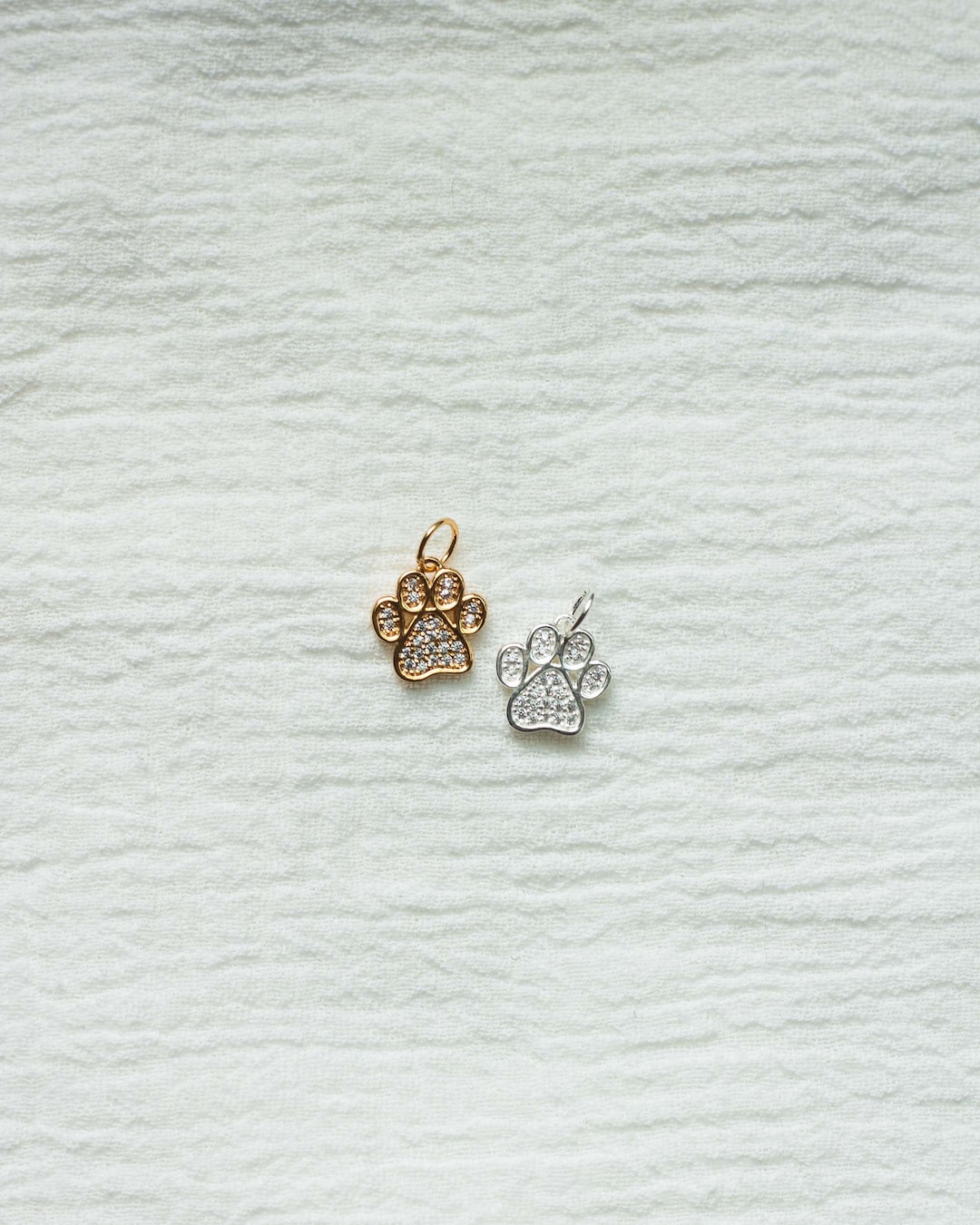 Paw Print With Cubic Zirconias Pendant, .925 Sterling Silver Paw Print ...