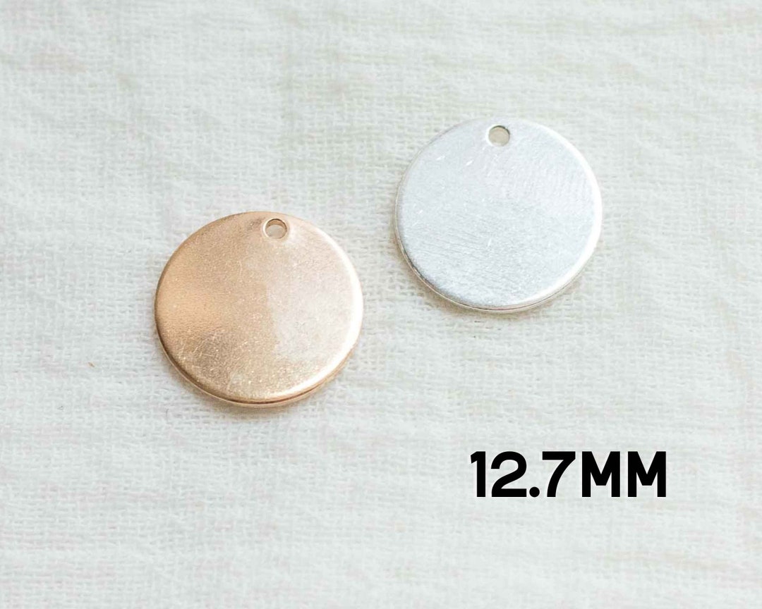 12.7mm Circle Disc Charm Blank .5", With Hole, 20 Gauge, Sterling ...