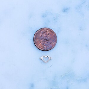 Heart Outline Connector Charm, Sterling Silver, Gold Filled, Permanent ...