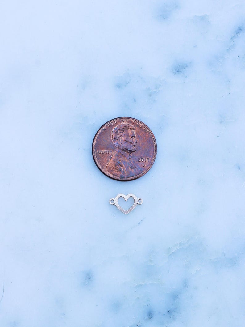 Heart Outline Connector Charm, Sterling Silver, Gold Filled, Permanent ...