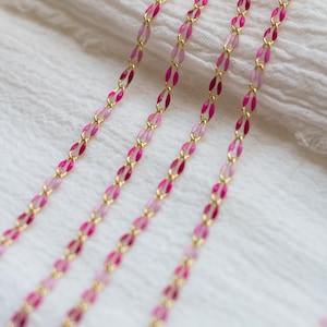 Pink Multi Color Enamel Chain, Multi Color Chain, Permanent Jewelry ...