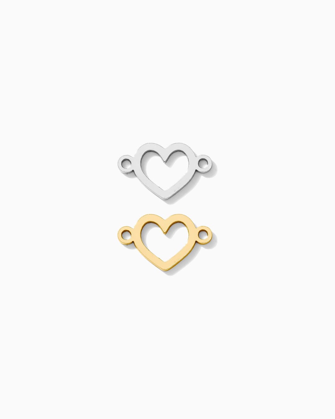 Heart Outline Connector Charm, Sterling Silver, Gold Filled, Permanent ...