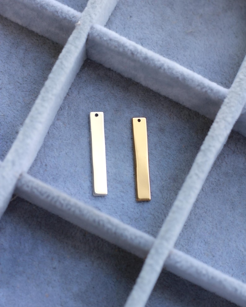 1.20" Blank Rectangle Charm W/ One Hole, 14kgold Filled, Sterling ...