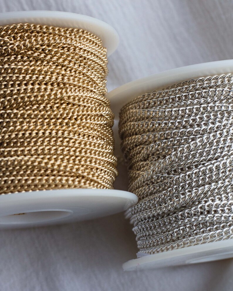 2.7mm Curb Chain, Gold Filled, Sterling Silver, Unfinished Chain, Bulk ...