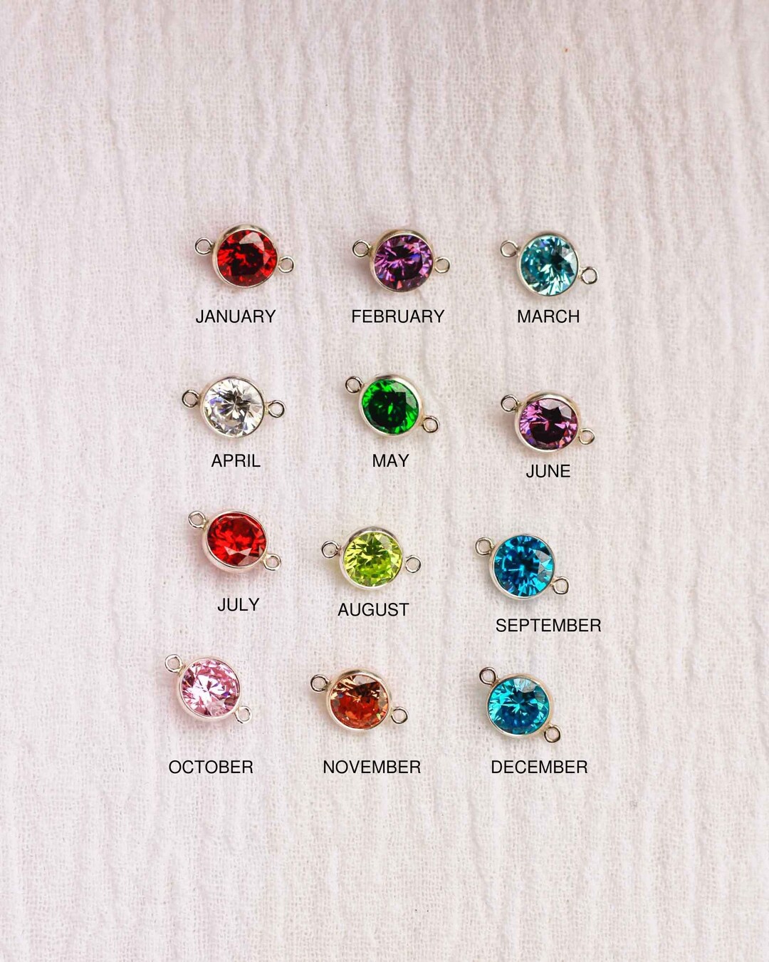 6mm Sterling Silver Birthstone Connector, Wholesale Birthstone ...