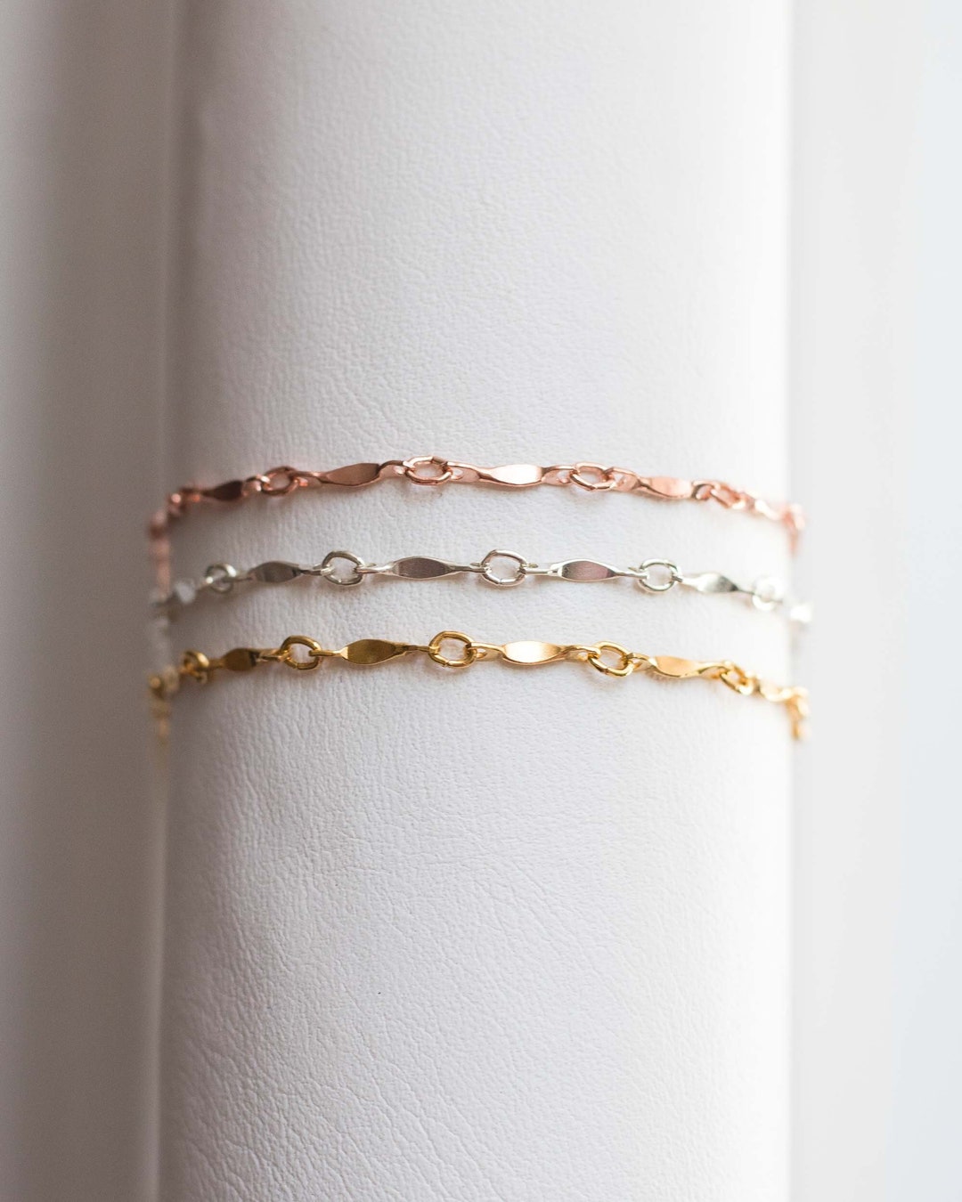 1.3mm Dapped Bar Chain, 14k Gold Filled, Sterling Silver, 14k Rose Gold ...